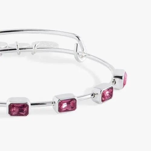 ALEX AND ANI October Birthstone Emerald Cut Bangle - Silver 